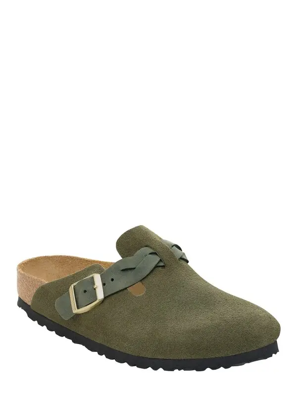 BIRKENSTOCK Boston Braided Suede Leather Clogs - Thyme