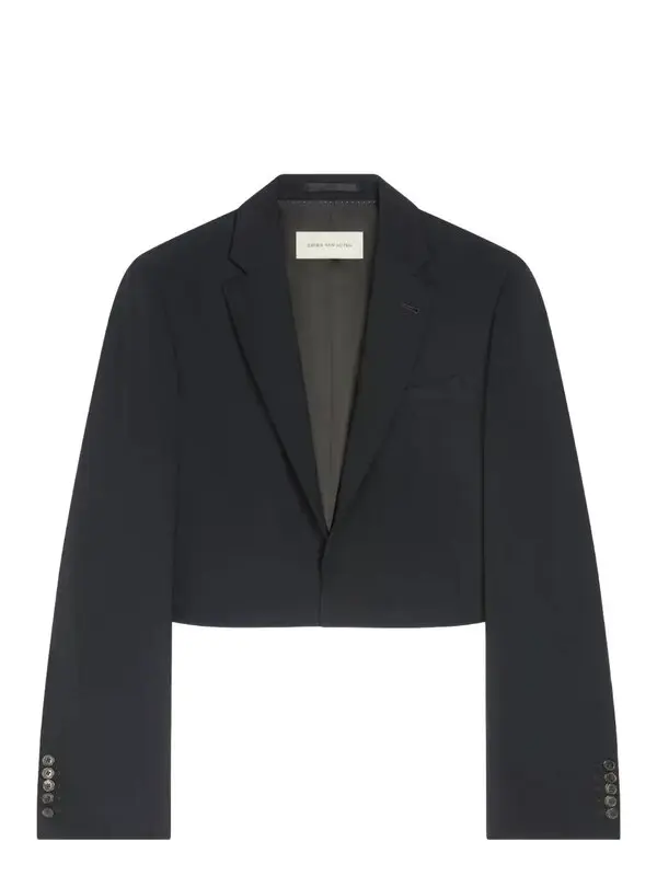 Dries Van Noten Crop-hem Blazer With Buttoned Cuffs - Black
