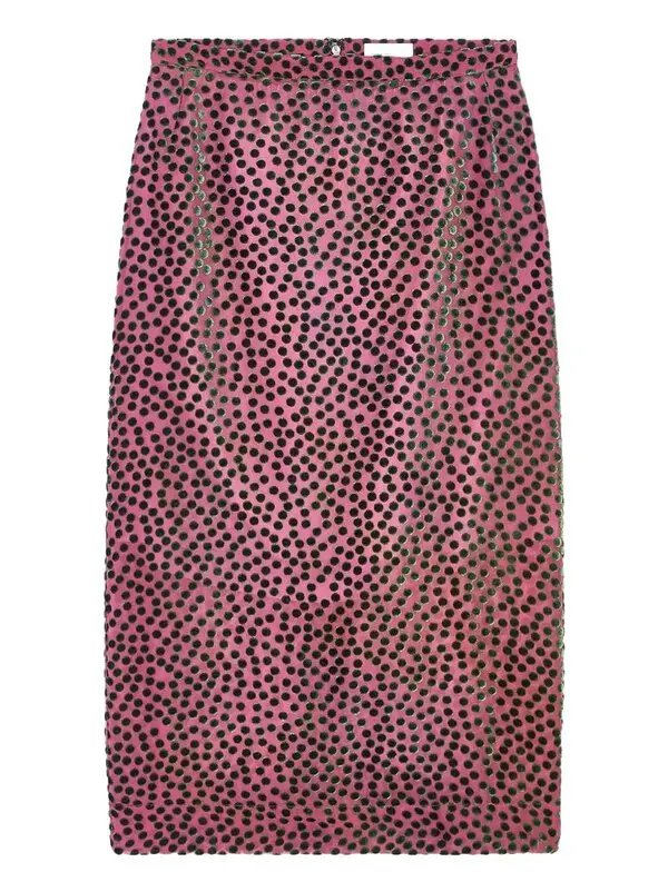 Dries Van Noten Devoré Polka-dot Midi Skirt - Pink