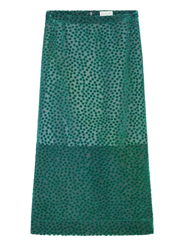 Dries Van Noten Devoré Spot-pattern Midi Skirt - Blue