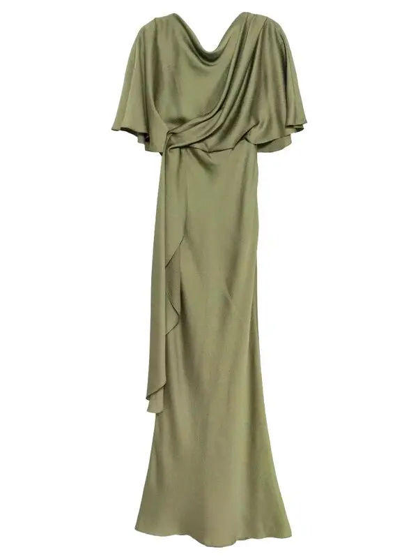 Amsale Satin Hammered Gown - Green