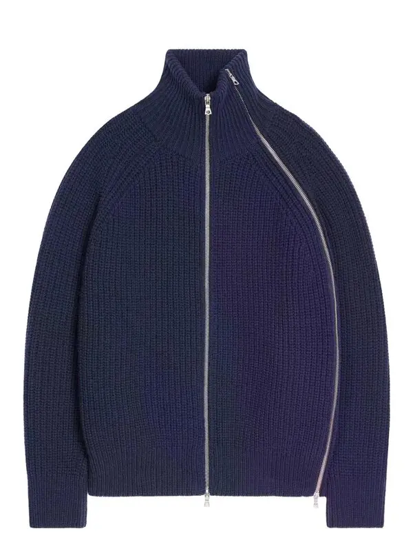 Dries Van Noten Ribbed Zip-detail Sweater - Blue
