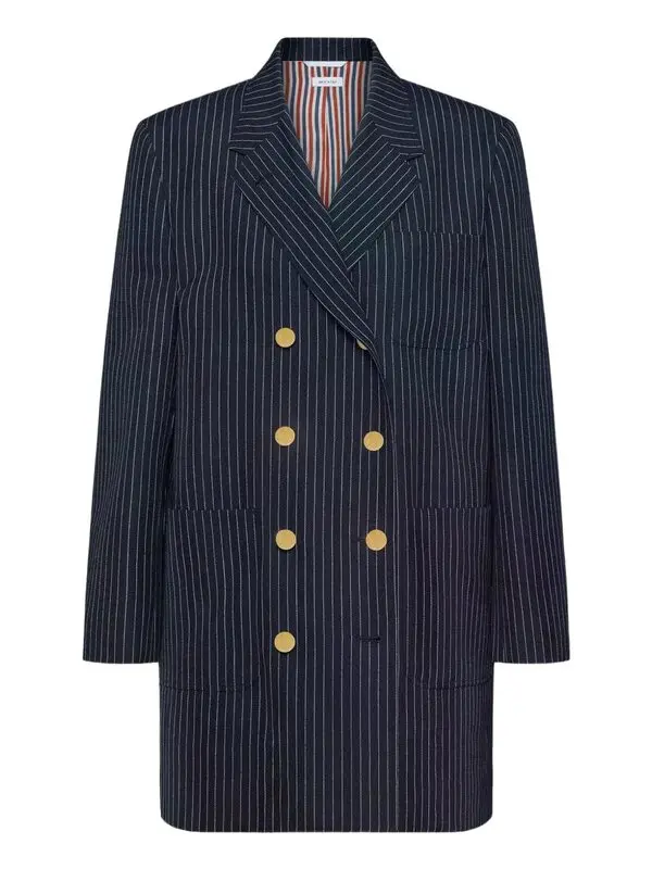 Thom Browne Pinstripe Double-breasted Jacket - Blue