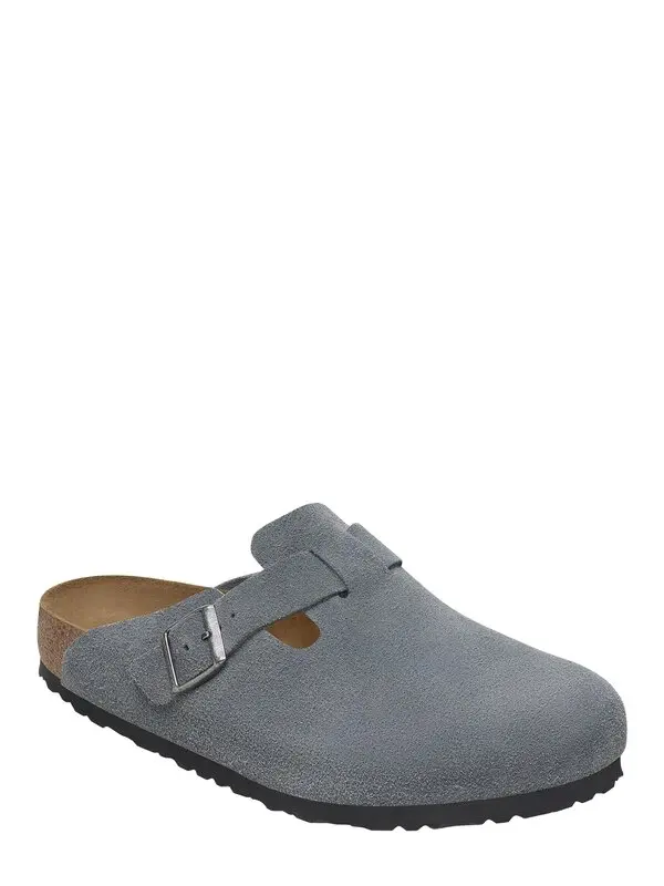 BIRKENSTOCK Boston Soft Footbed Suede Leather Clogs - Basalt Gray