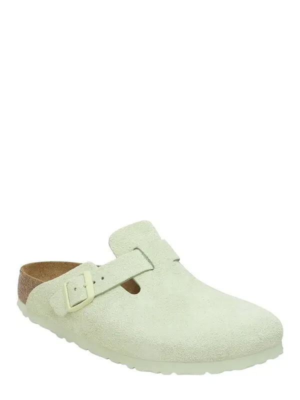 BIRKENSTOCK Boston Soft Footbed Suede Leather Clogs - Faded Lime