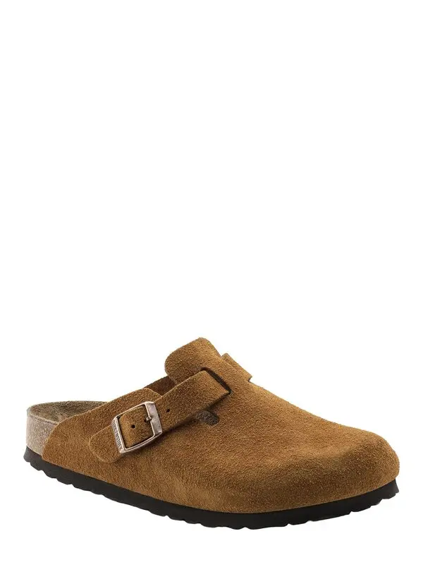 BIRKENSTOCK Boston Soft Footbed Suede Leather Clogs - Mink