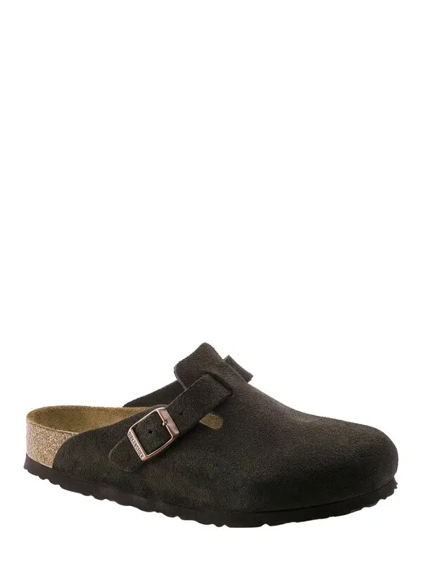 BIRKENSTOCK Boston Soft Footbed Suede Leather Clogs - Mocha