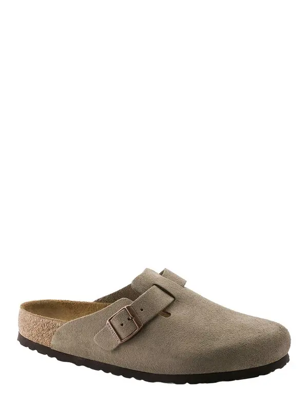 BIRKENSTOCK Boston Soft Footbed Suede Leather Clogs - Taupe