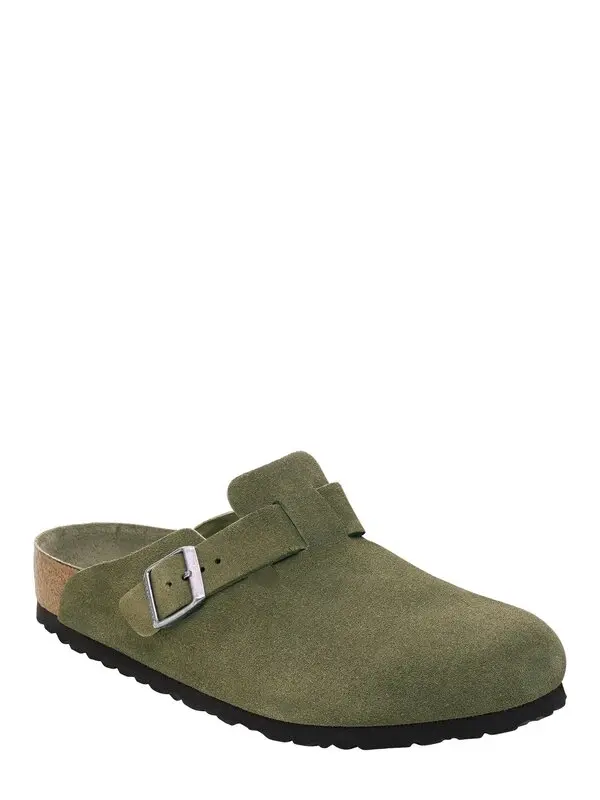 BIRKENSTOCK Boston Soft Footbed Suede Leather Clogs - Thyme Tonal