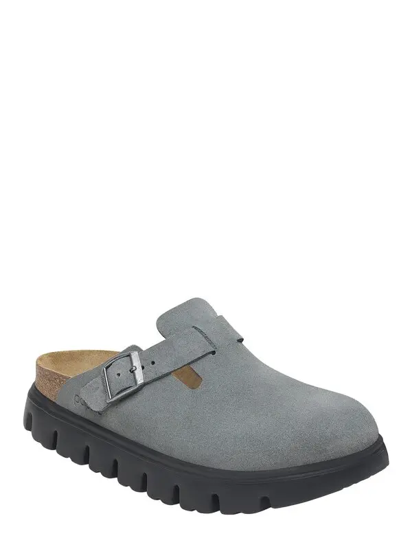 BIRKENSTOCK Boston Chunky Suede Clogs - Basalt Gray/ Black
