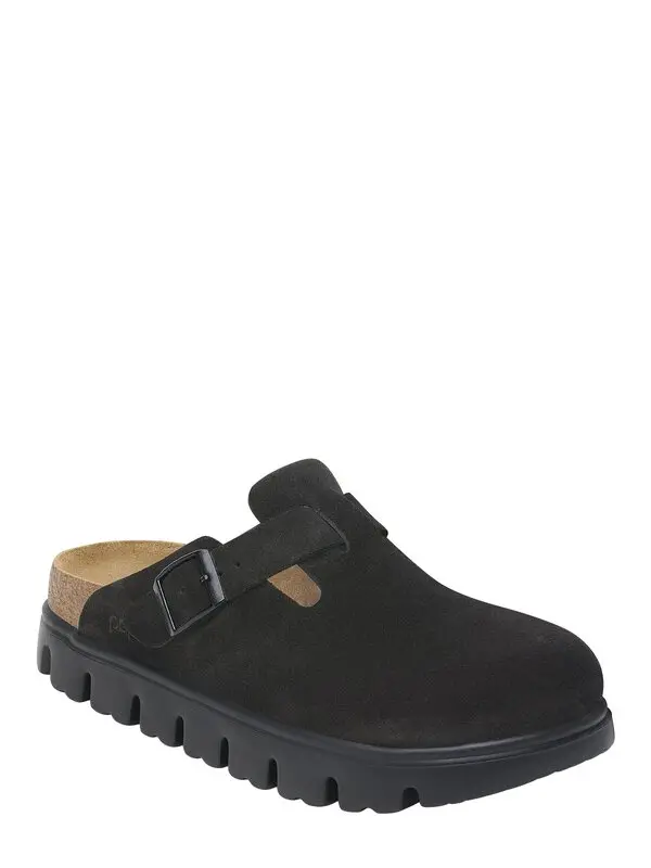 BIRKENSTOCK Boston Chunky Suede Clogs - Black/black