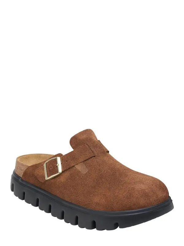 BIRKENSTOCK Boston Chunky Suede Clogs - Dark Tea/ Black