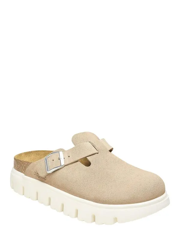 BIRKENSTOCK Boston Chunky Suede Clogs - Warm Sand