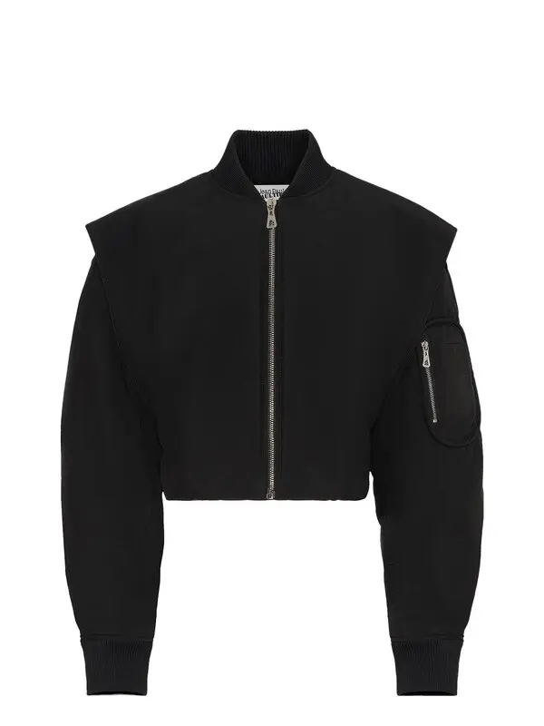 Jean Paul Gaultier Hidden Hood Cropped Bomber Jacket - Black