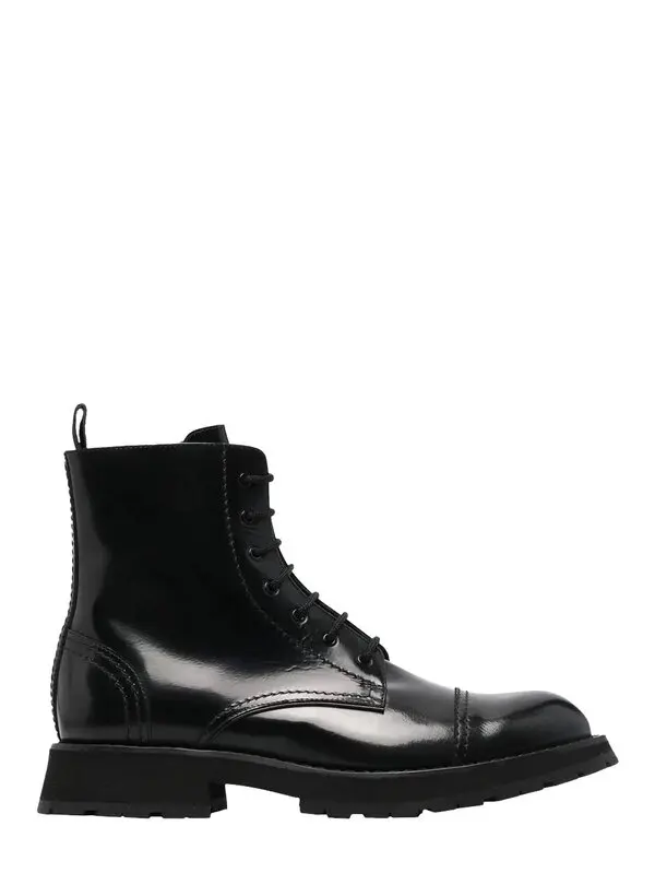 Alexander McQueen Lace-up Cap Toe Ankle Boot - Black