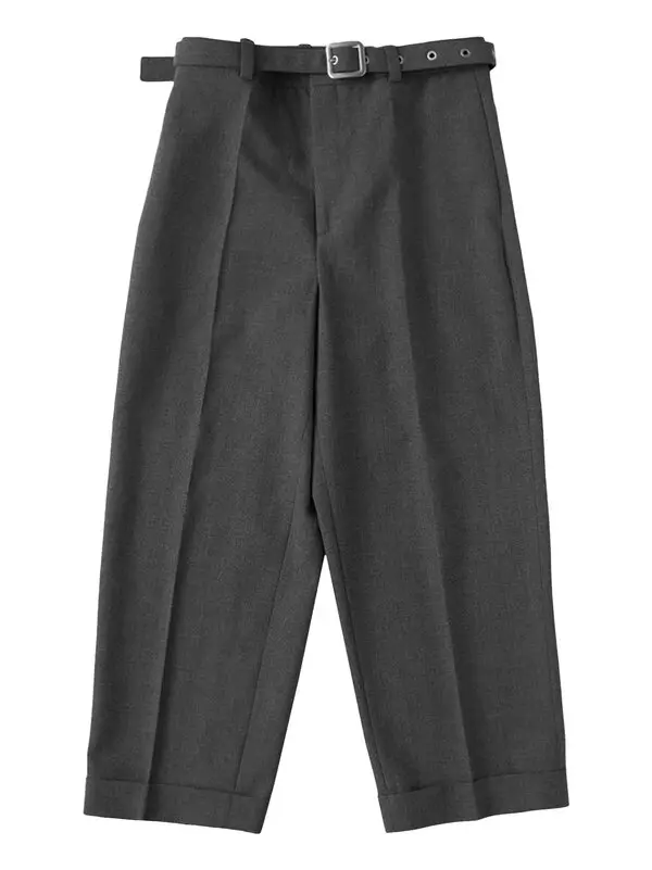 JIL SANDER Wool Canvas Belted Trousers - Grey