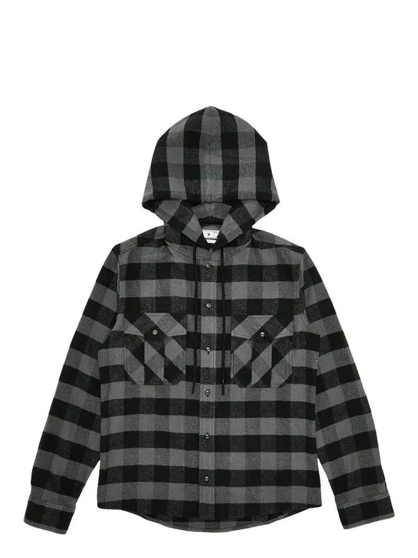 Off-White Arrow Hooded Flannel Shirt - Grey