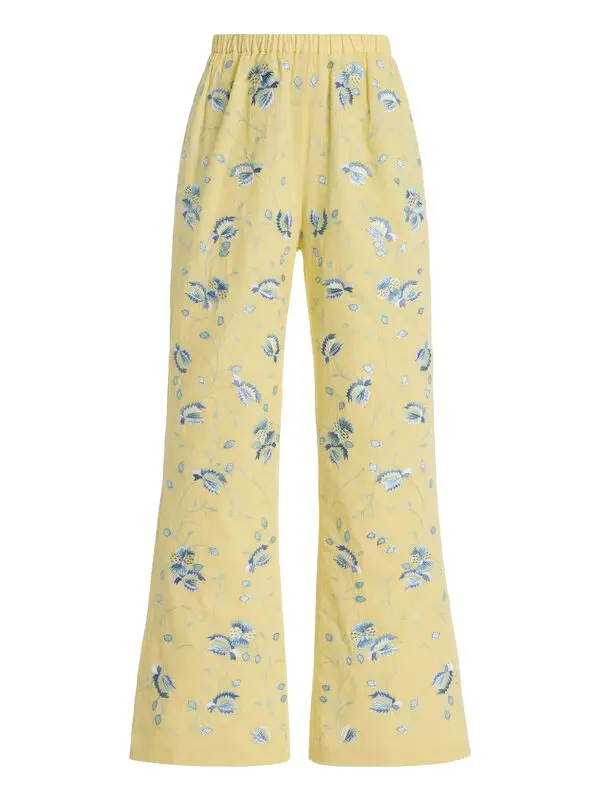 MARKARIAN Pauline Embroidered Cropped Pants - Yellow