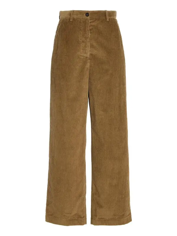 Miu Miu Cotton Corduroy Wide Leg Pants - Brown