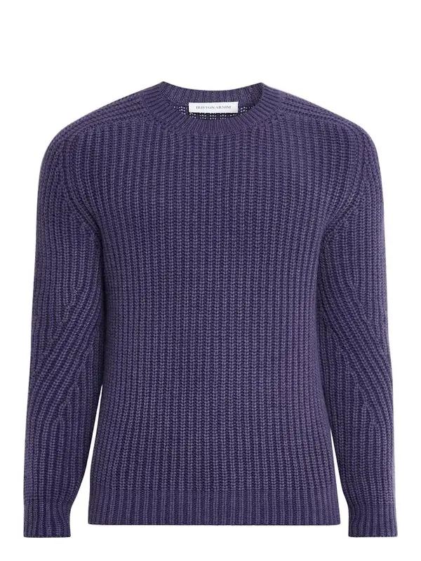 Iris Von Arnim Arlington Stonewashed Cashmere Rib Crewneck Sweater - Amethyst Sw