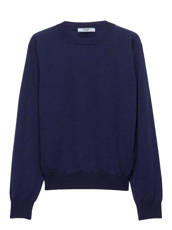 Prada Superfine Cashmere Knit Crewneck Sweater - Bleu