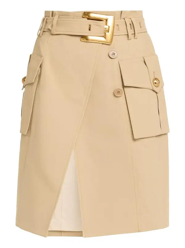 Balmain Belted Cargo Skirt - Beige