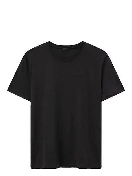 JOSEPH Round-neck Regular-fit Cotton And Silk-blend T-shirt - Black
