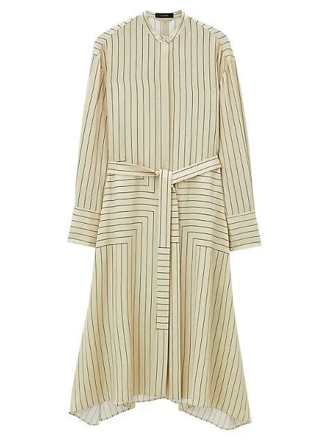 JOSEPH Orlana Geometric-stripe Stretch Silk-blend Midi Dress - Affogato/black
