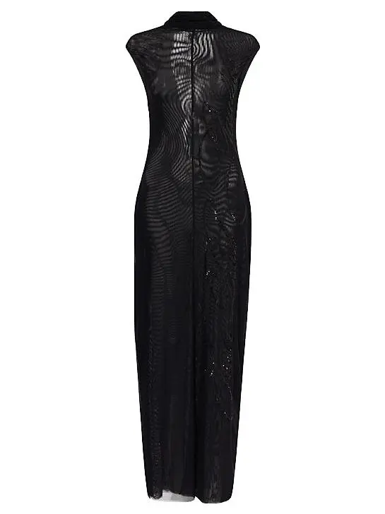 Jean Paul Gaultier Sequin Embellished Stretch-mesh Maxi Dress - Black