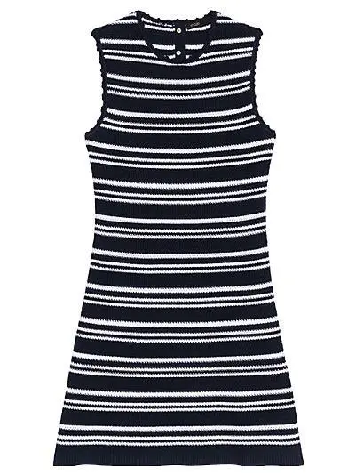 Maje Round-neck Striped Crochet Mini Dress - Navy/white