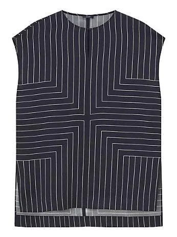 JOSEPH Louison Geometric-stripe Silk-blend Top - Black/affogato
