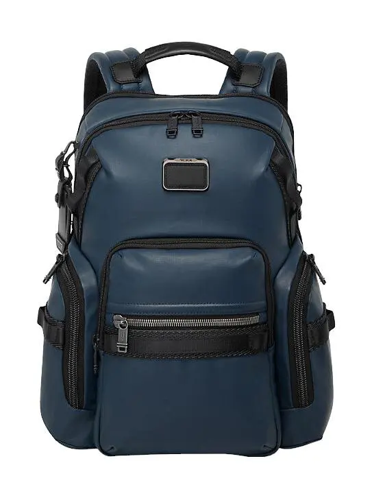 Tumi Alpha Bravo Navigation Leather Backpack - Navy Coated Canvas