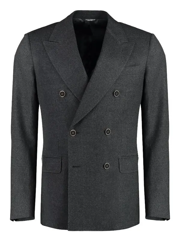 Dolce & Gabbana Double-breasted Wool Blazer - Grey