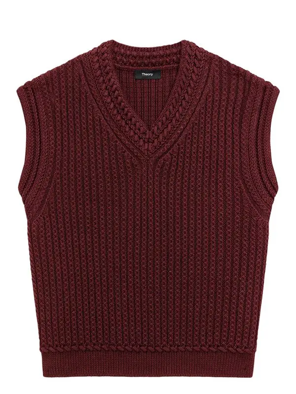 Theory Textured Knit Vest - Grenache