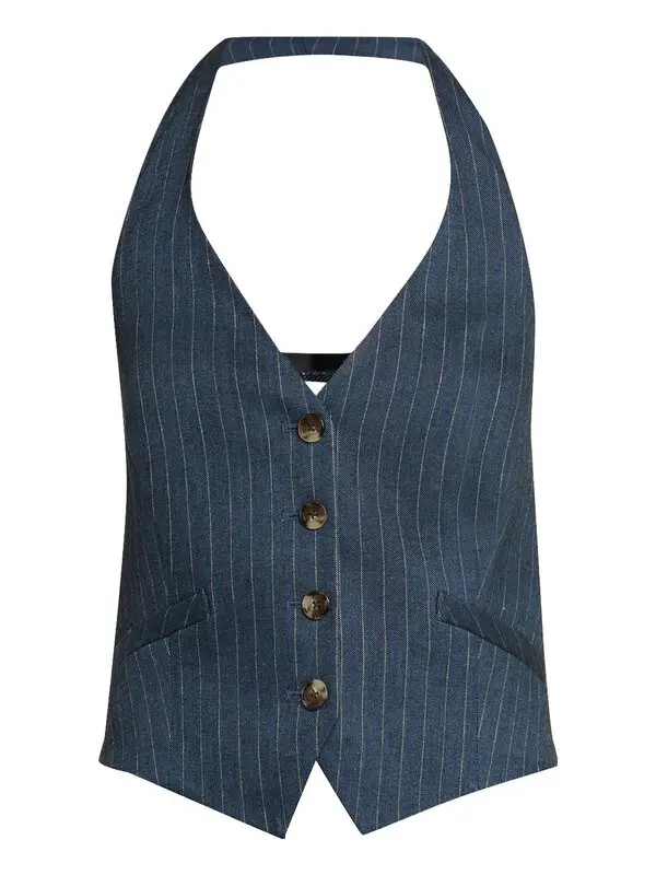Veronica Beard Arabella Pinstripe Halter Vest - Bluedove