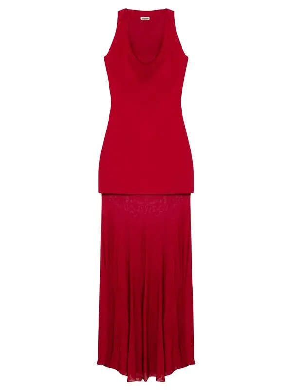 Simkhai Xena Sleeveless Halter Maxi Dress - Crimson