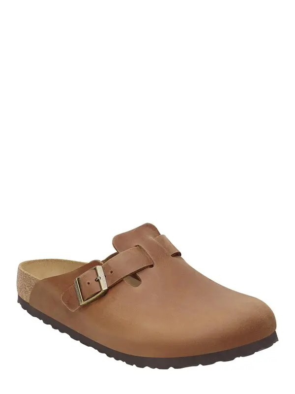 BIRKENSTOCK Boston Natural Leather Clogs - Cognac