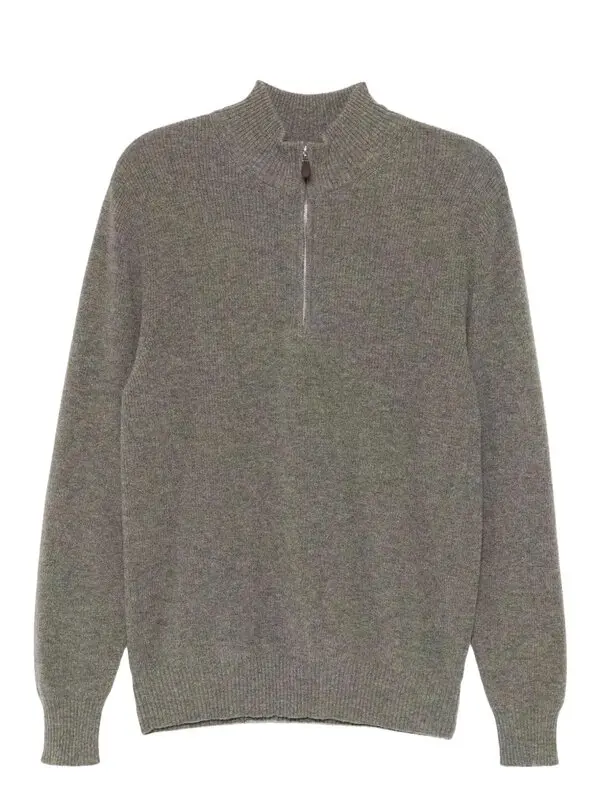 N.peal Ribbed Zip-up Sweater - Grey