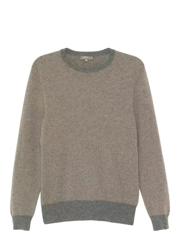 N.peal Herringbone Round-neck Sweater - Brown
