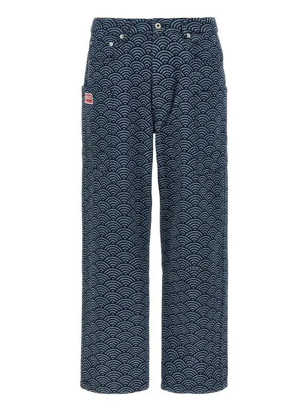 Kenzo Seigaiha Wide Leg Jeans - Blue