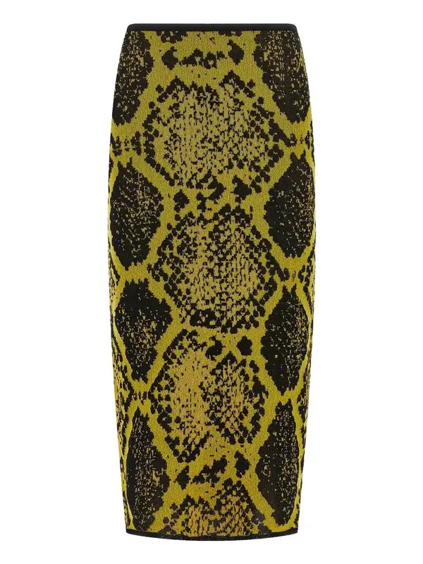 Attico Python Jacquard Midi Skirt - Yellow