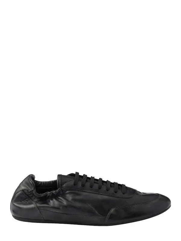 Prada Leather Collapse Sneakers - Black