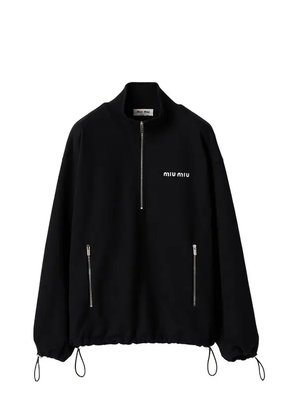 Miu Miu Cotton Fleece Zip-up Sweatshirt - Black