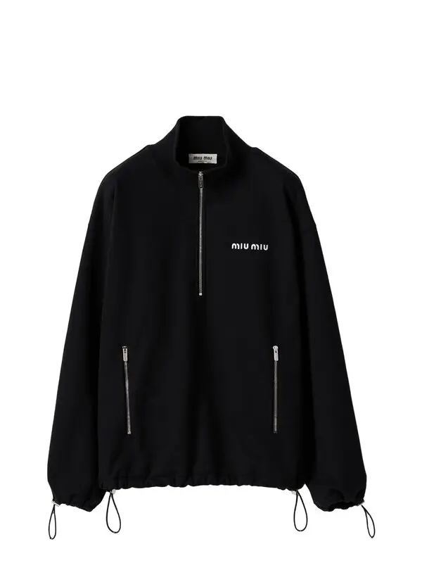 Miu Miu Cotton Fleece Zip-up Sweatshirt - Black