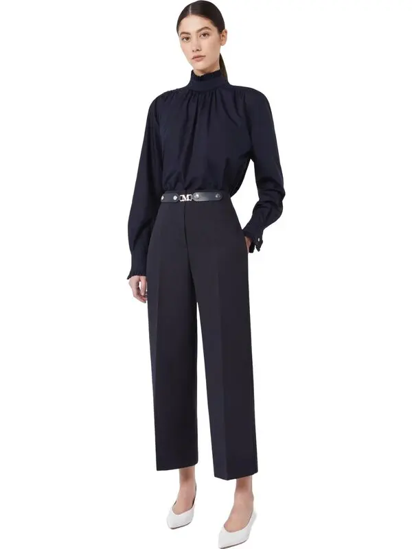 Max Mara Cropped Trousers With Leather Strap - Ultramarine
