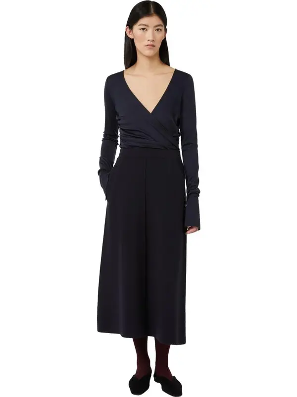 Max Mara A-line Viscose And Wool Skirt - Navy
