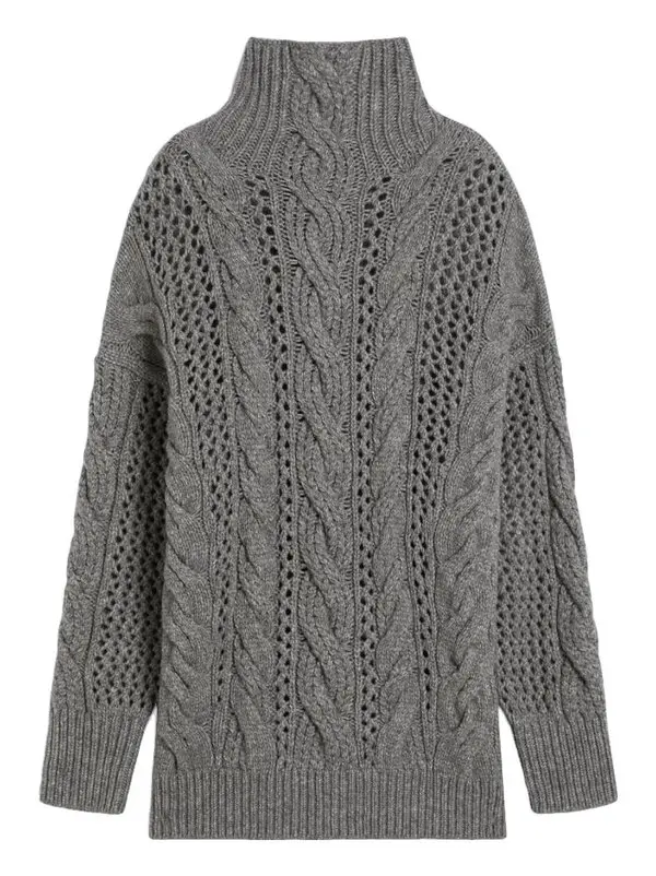 Max Mara Cable-knit Wool-blend Jumper - Medium Grey