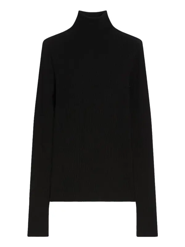 Max Mara Wool Mock Polo-neck Sweater - Black