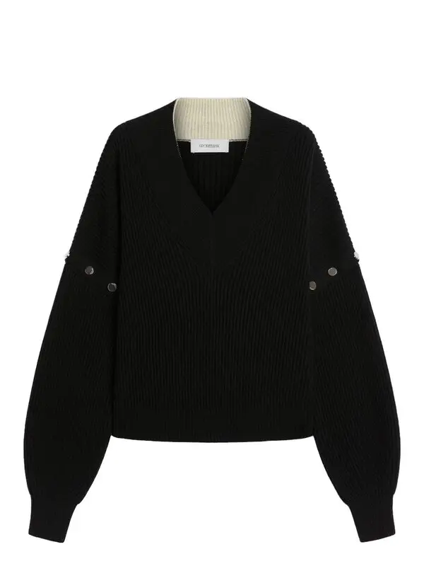 Max Mara Oversized Rib-knit Jumper With Detachable Sleeves - Black