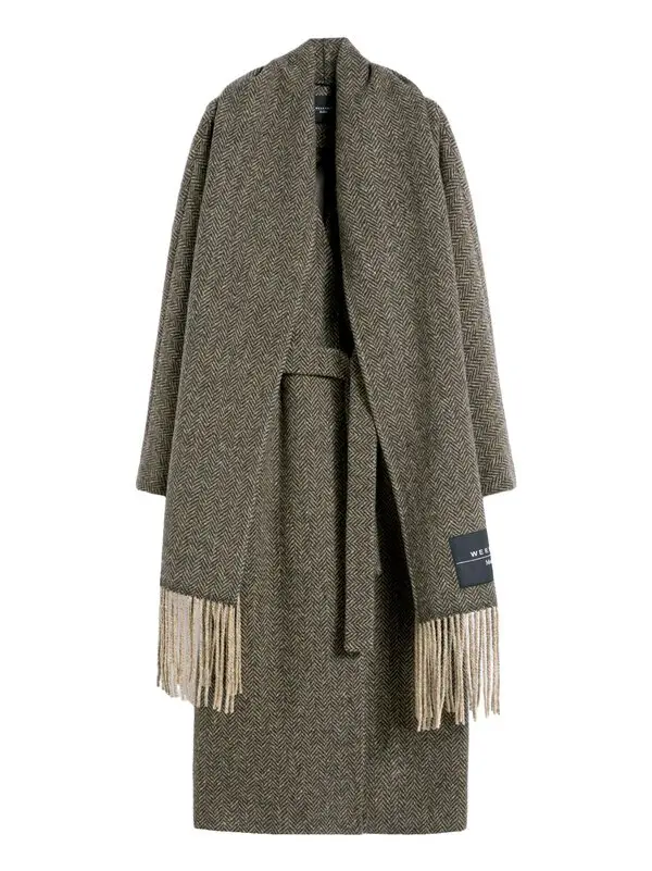Max Mara Wool Tweed Wrap Overcoat - Black